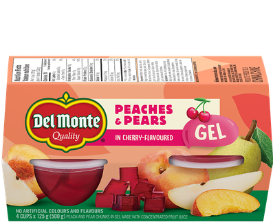 Peaches & Pears in cherry-flavoured gel in 100% fruit juice from ...